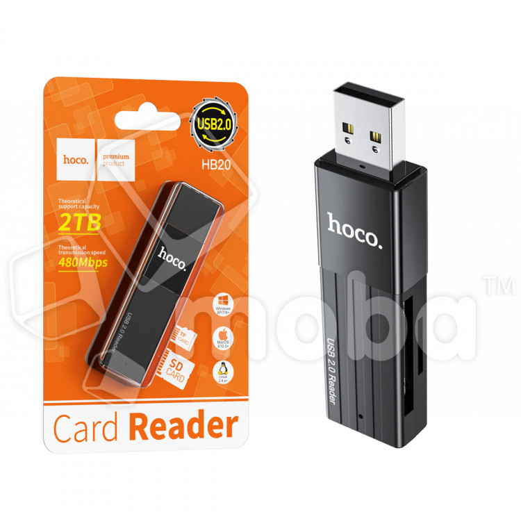 Купить оптом Карт-ридер Hoco HB20 (USB 2.0) Черный с доставкой по РФ ...